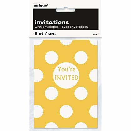 Yellow & White Polka Dot Card Invitations – PartyTime Malta