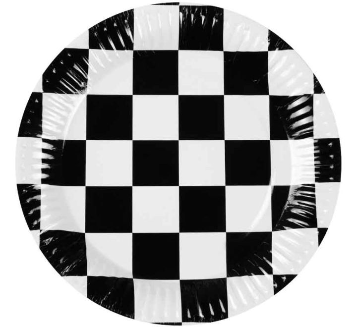 Chequered Flag Paper Dinner Plates (8pk) – PartyTime Malta