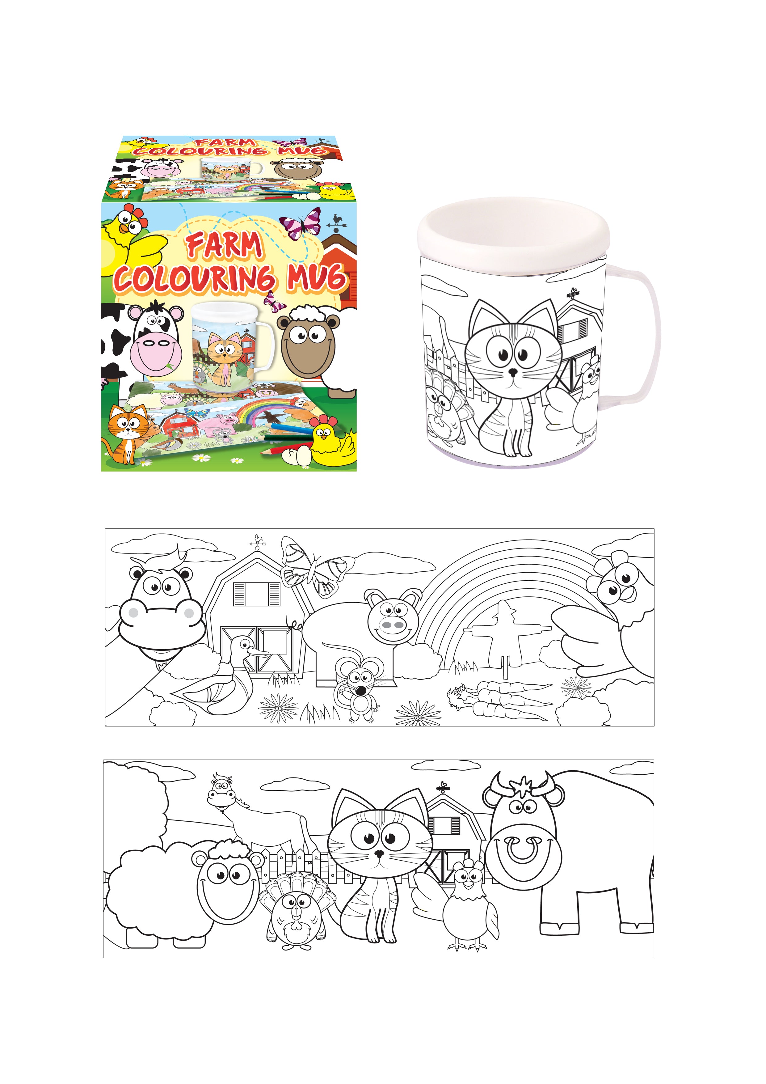 Farm Colouring Mug with 2 Assorted Designs – PartyTime Malta