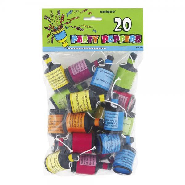 Multi-Colour Party Poppers - 20pcs – PartyTime Malta