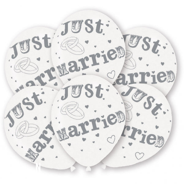 Just Married 11"Pearlized Latex Balloons (6pk) – PartyTime Malta