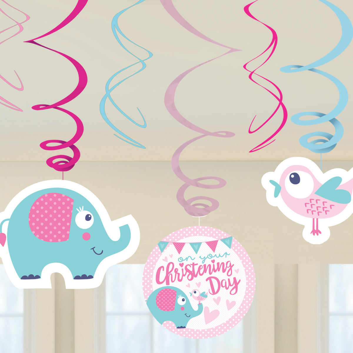 Christening Day Pink Swirl Decorations (6pk) – PartyTime Malta