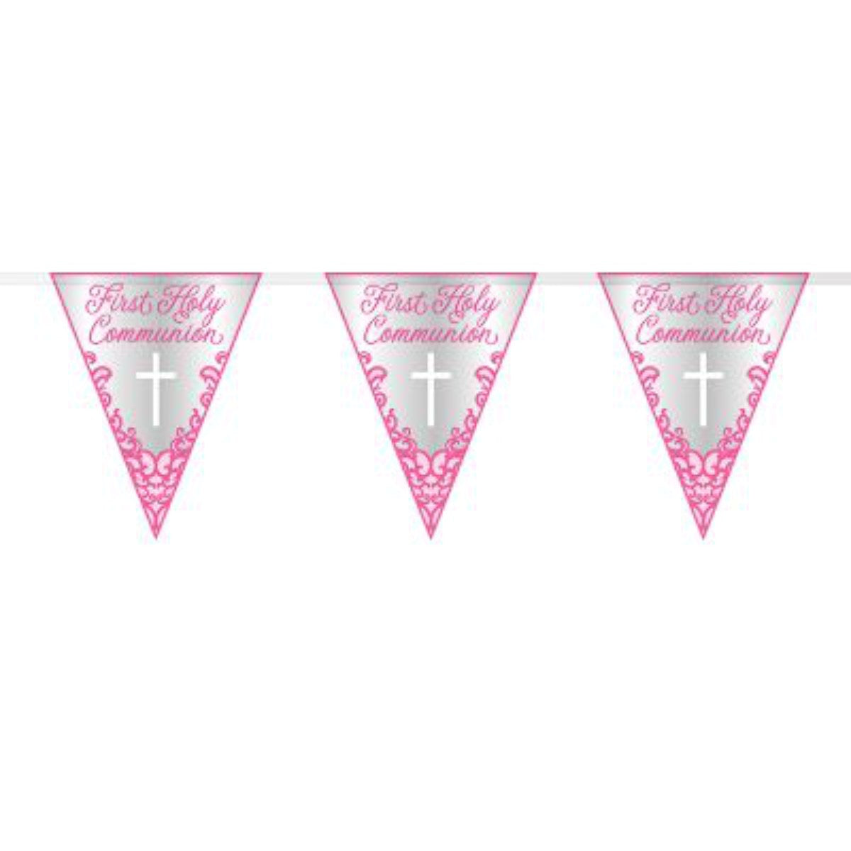 First Holy Communion Flag Banner - Pink – PartyTime Malta