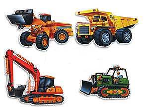 Cutout Construction Vehicles - 4ct – PartyTime Malta