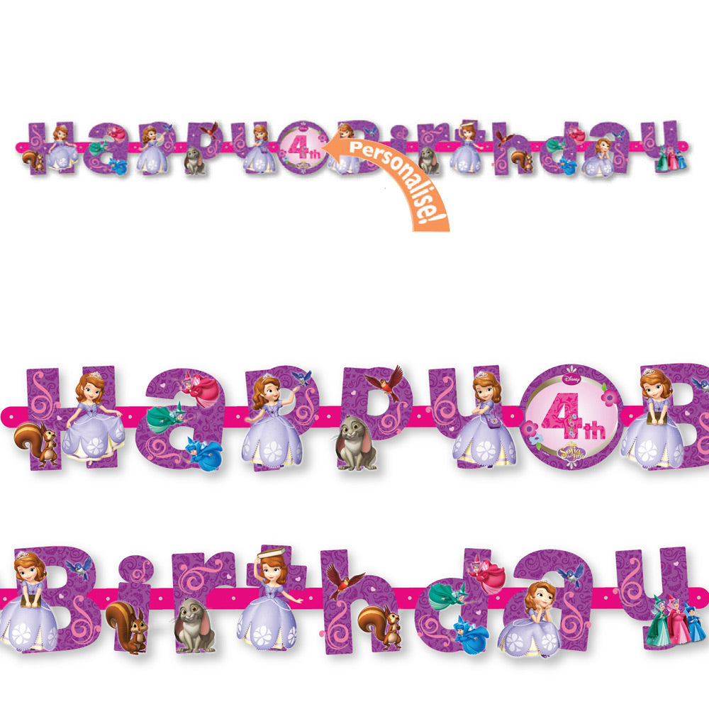 Sofia the First Banner - 1.8m Customisable Letter Banner – PartyTime Malta