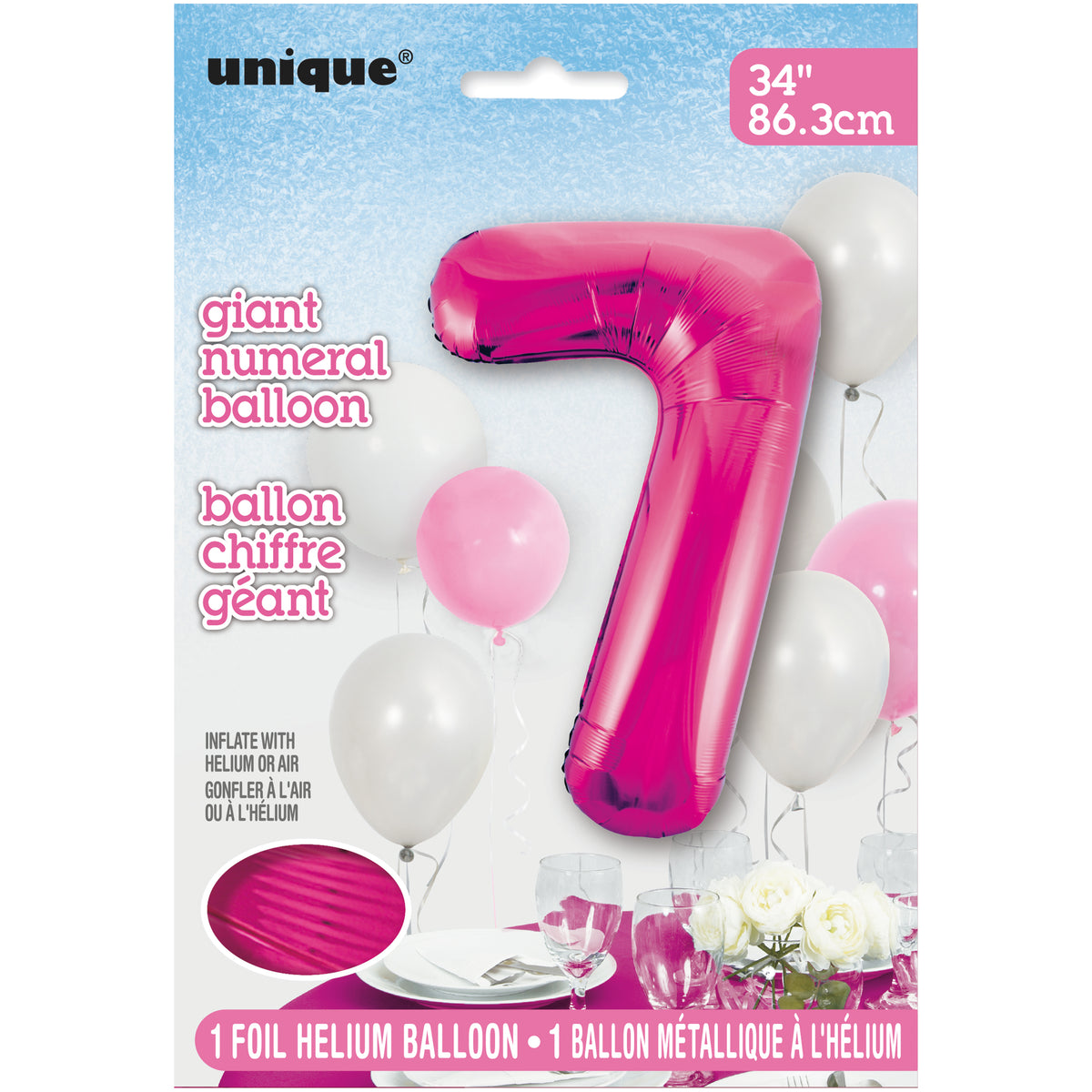 Pink Number 7 Shaped Foil Balloon 34" – PartyTime Malta