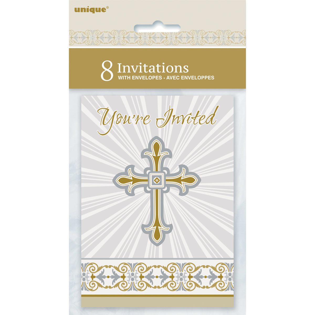 Gold & Silver Radiant Cross Invitations, 8ct – PartyTime Malta