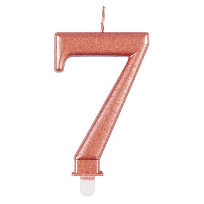 Rose Gold Metallic Number 7 Candle – PartyTime Malta