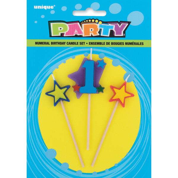 Number 1 Star Birthday Candles Set – PartyTime Malta